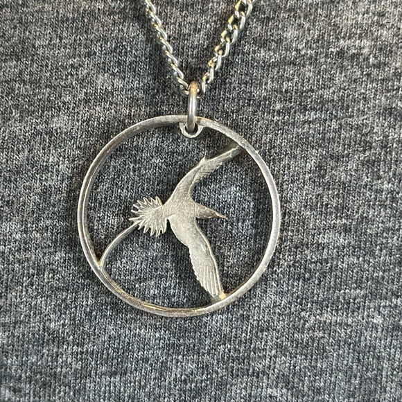 Vintage | Jewelry | Vintage Coin Cut Carved Quarter Bird Pendant ...